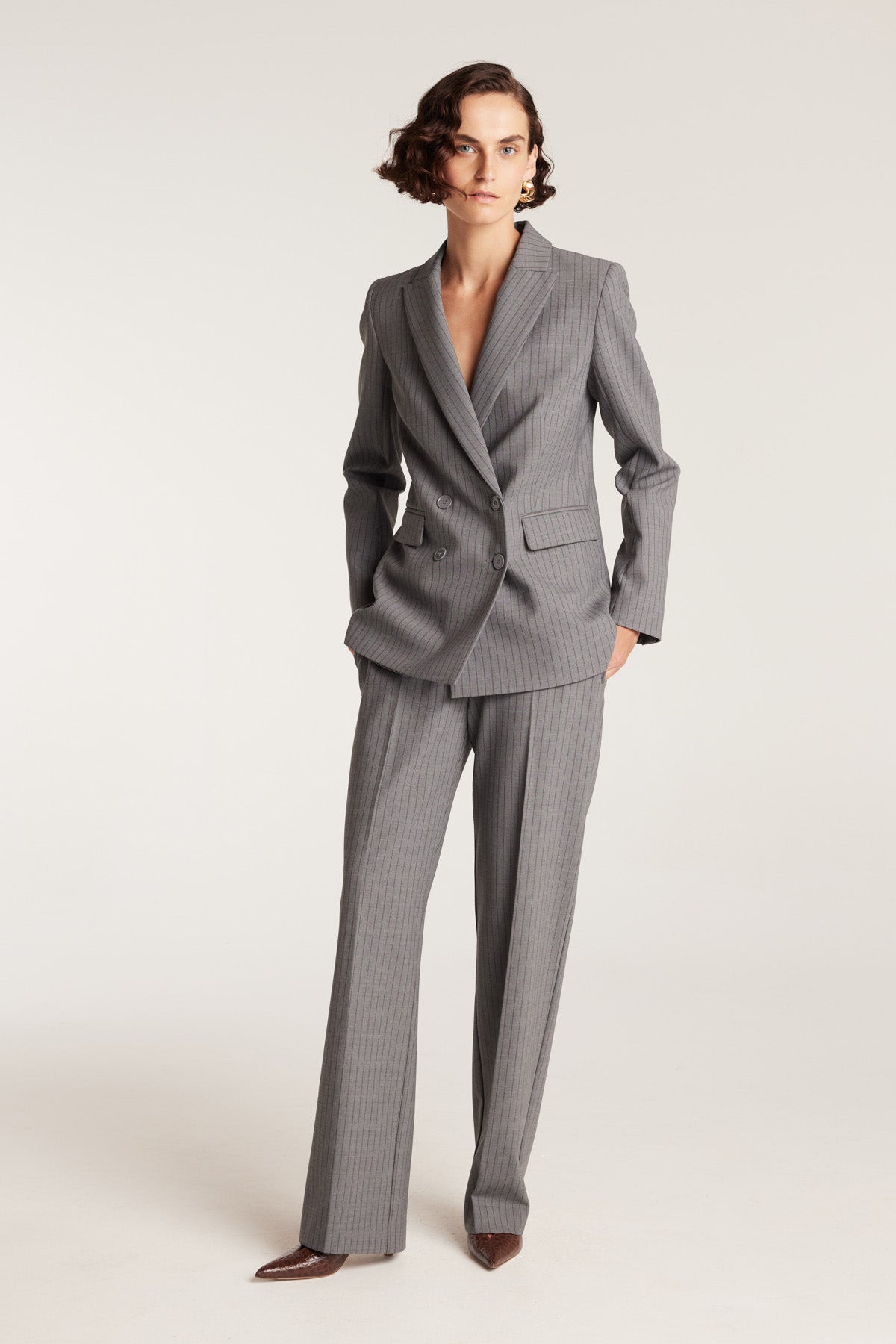 Ava Suit Jacket - Charcoal/Maroon - Perri Cutten