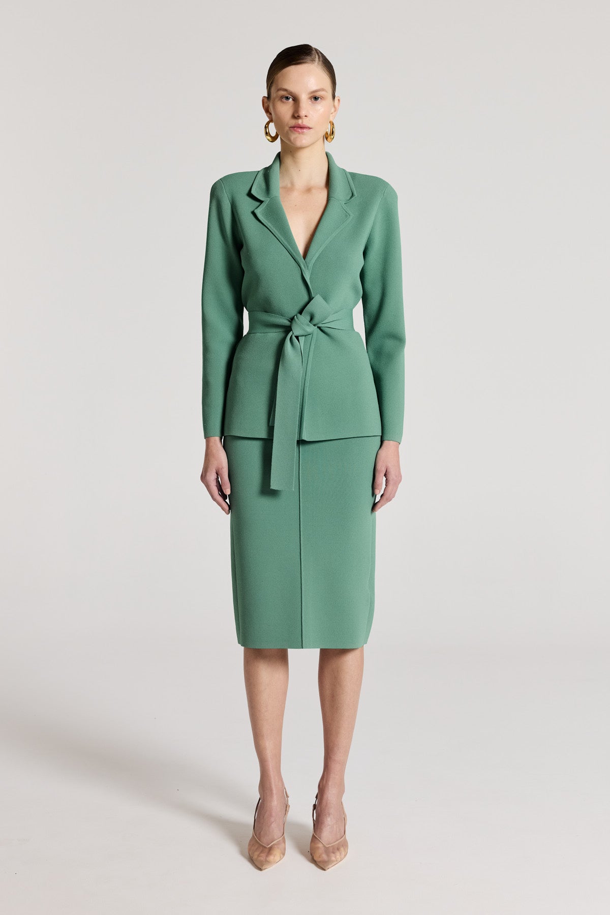 Milano Knit Jacket - Powder Green - Perri Cutten