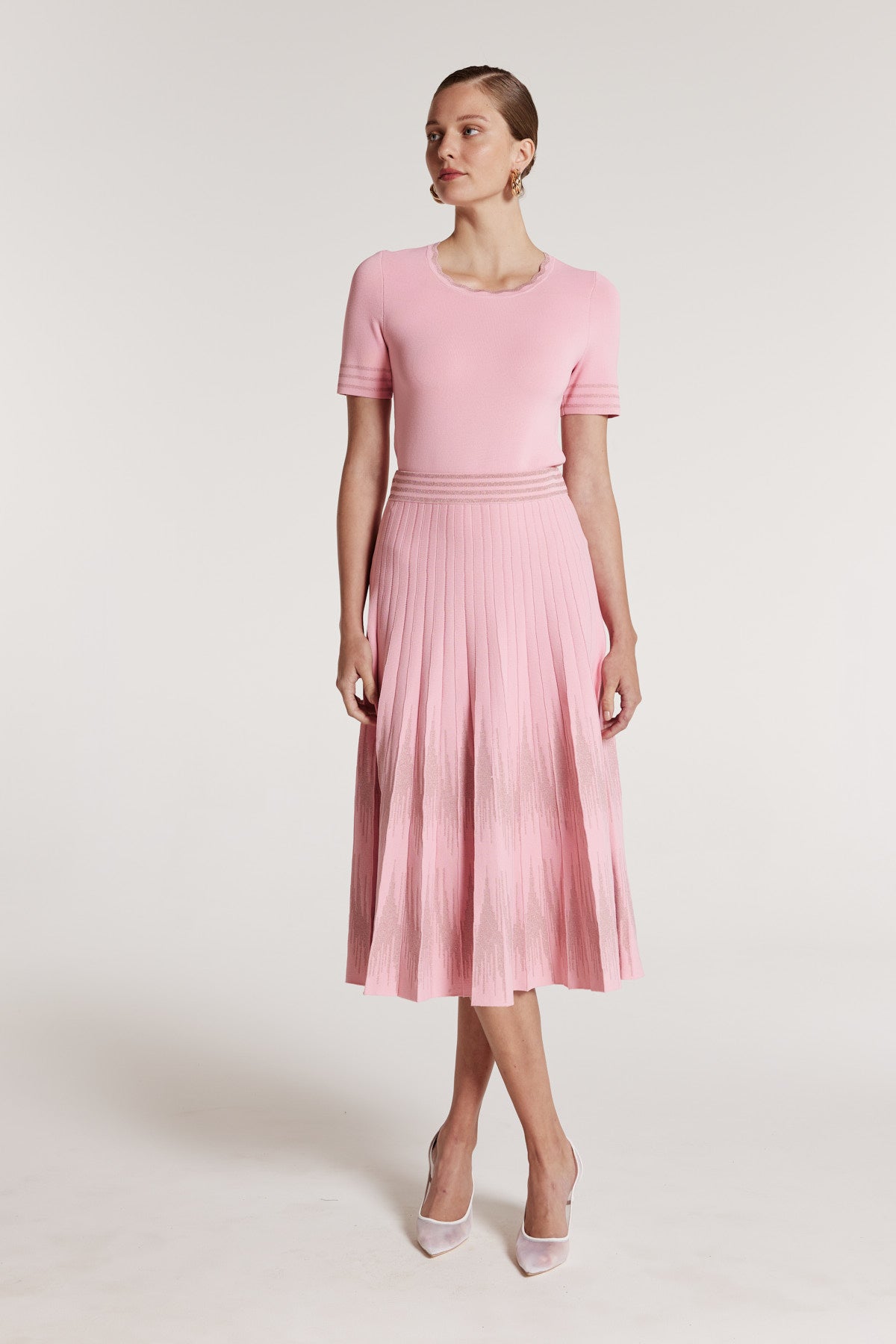 Lurex Knit Skirt - Pink - Perri cutten – Perri Cutten
