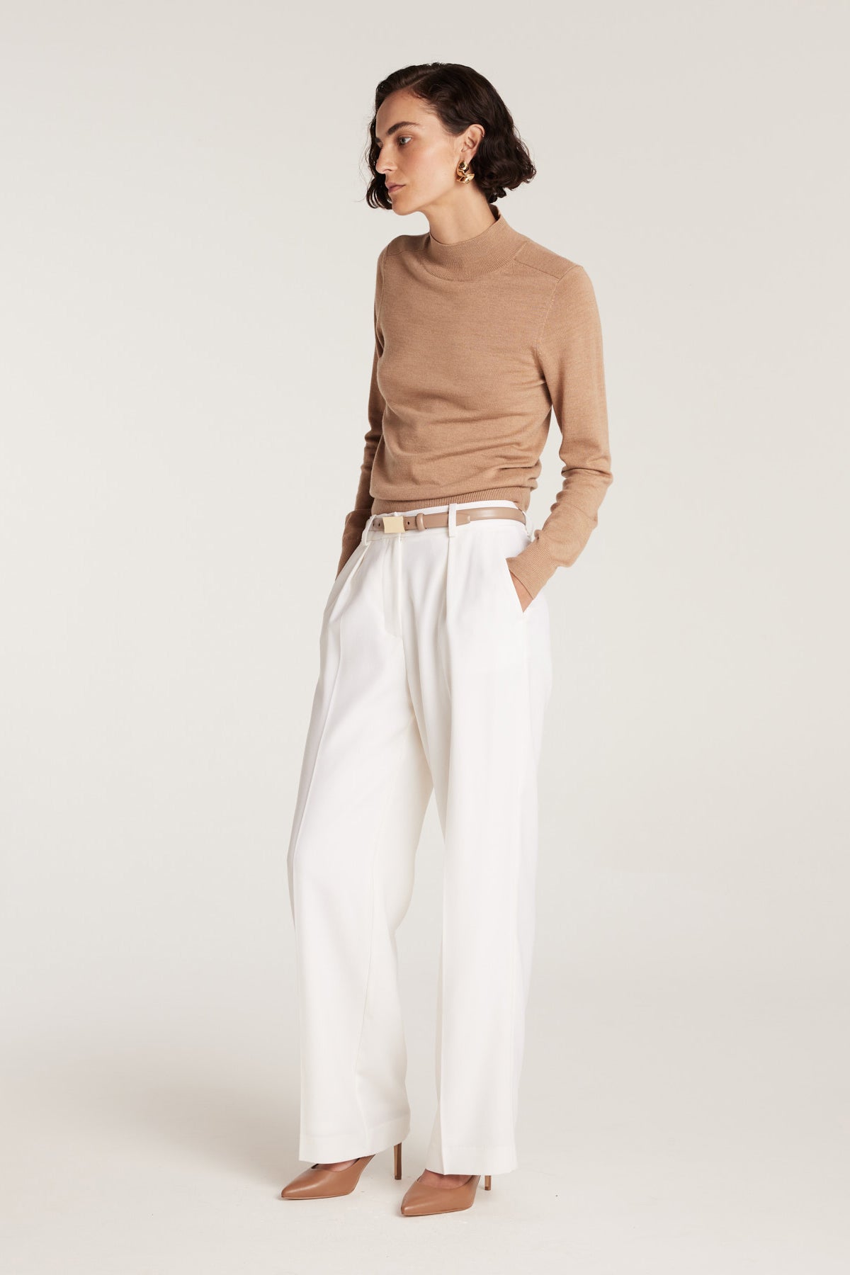 Merino Wool Jumper - Biscuit - Perri Cutten