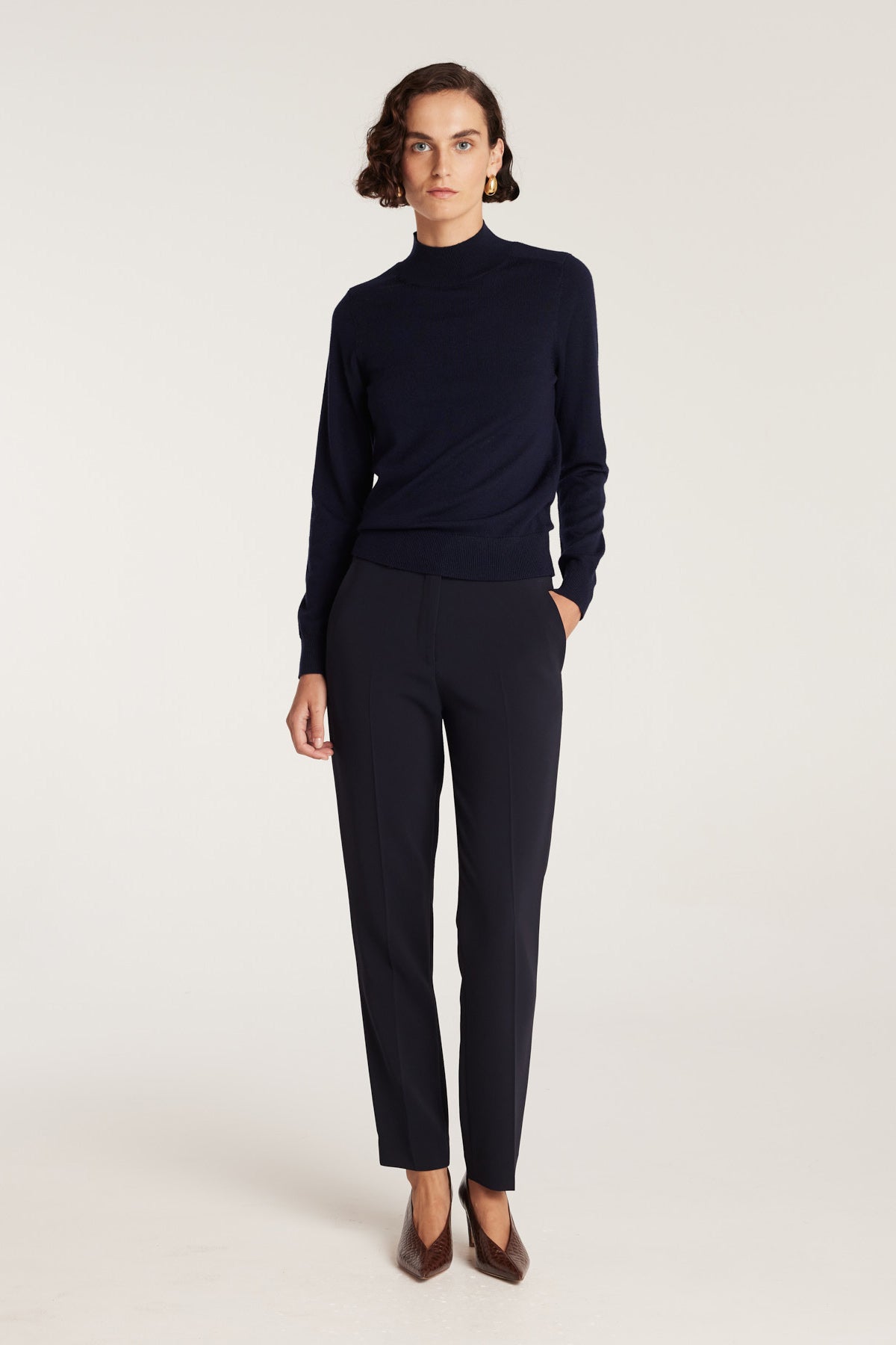 Merino Wool Jumper - Navy - Perri Cutten