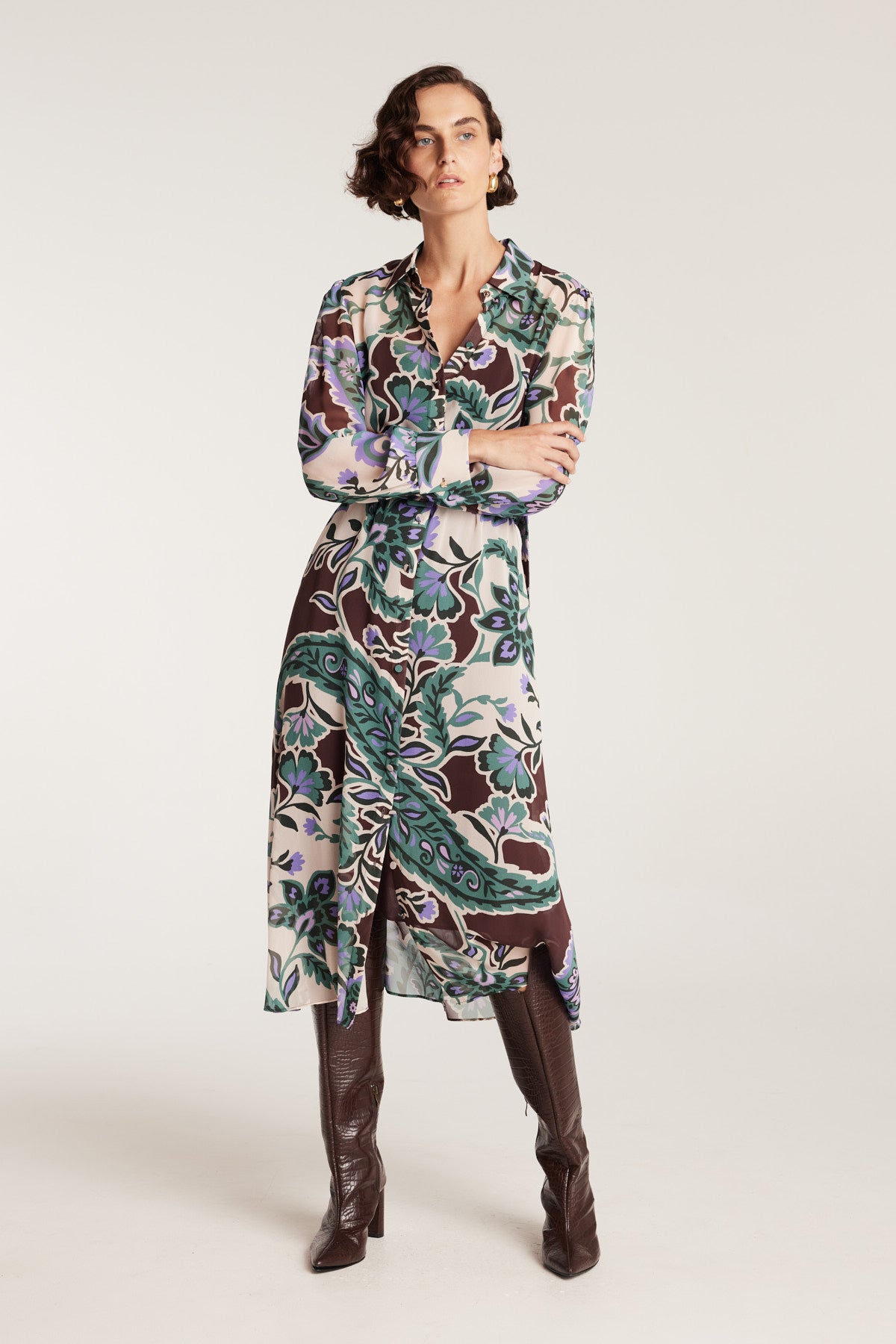 Ines Silk Shirtmaker Dress - Paisley - Perri cutten – Perri Cutten